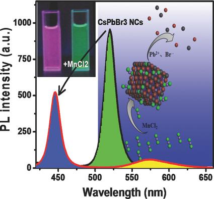 Postsynthetic Doping of MnCl2 Molecules into Preformed CsPbBr3 Perovskite Nanocrystals via a ...