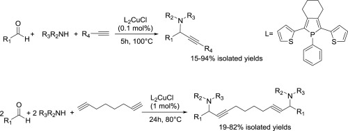 Single and double A3-coupling (aldehyde-amine-alkyne) reaction ...