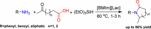 Lactate-Based Ionic Liquid Catalyzed Reductive Amination/Cyclization of Keto Acids under Mild ...