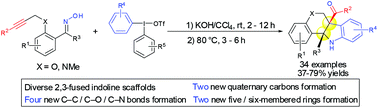 Construction of 2,3-quaternary fused indolines from alkynyl tethered oximes and diaryliodonium ...