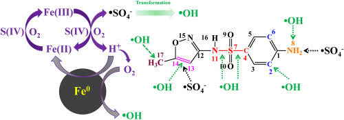 Hydroxyl radical dominated degradation of aquatic sulfamethoxazole by Fe0/bisulfite/O2: Kinetics ...