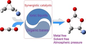 Imidazolium ionic liquids/organic bases: Efficient intermolecular synergistic catalysts for the ...