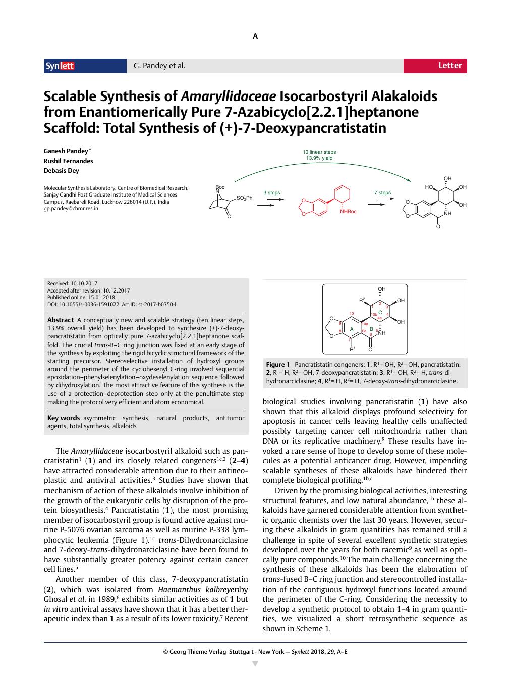 Scalable Synthesis of Amaryllidaceae Isocarbostyril Alkaloids from ...