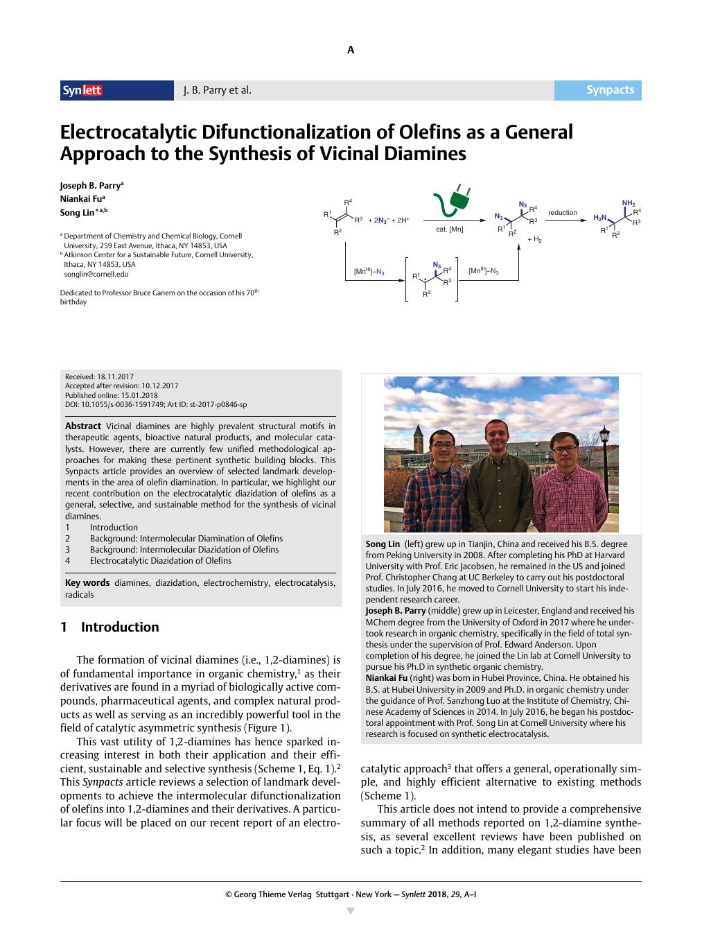 Electrocatalytic Difunctionalization of Olefins as a General Approach ...
