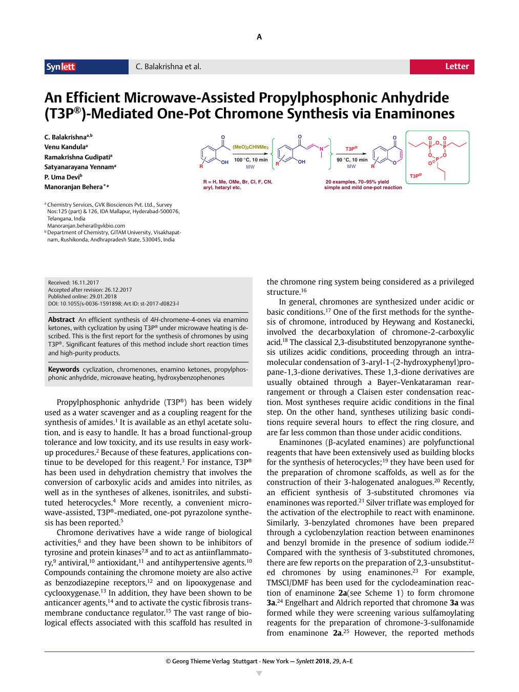 An Efficient Microwave-Assisted Propylphosphonic Anhydride (T3P ...
