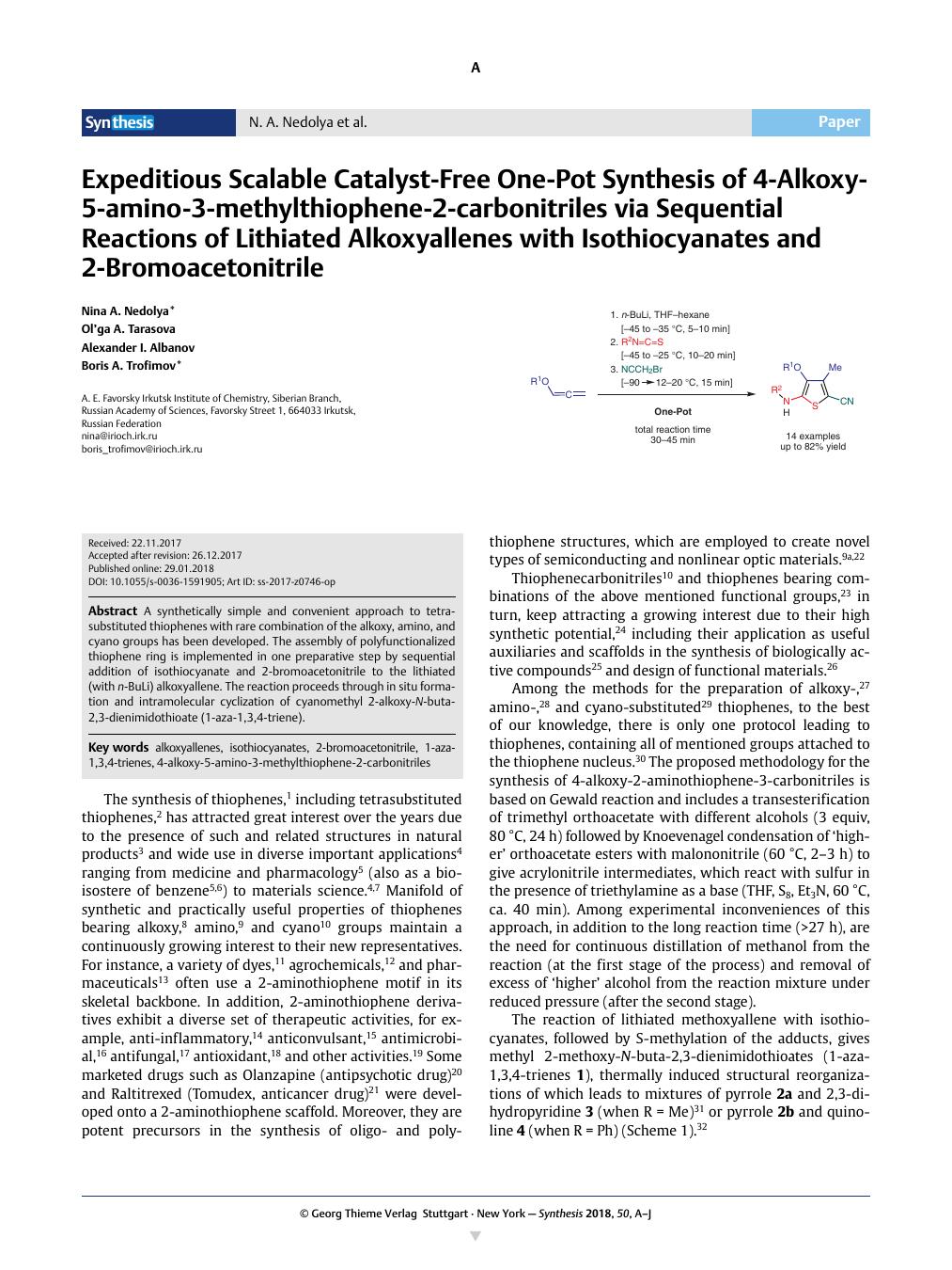 Expeditious Scalable Catalyst-Free One-Pot Synthesis of 4-Alkoxy-5 ...