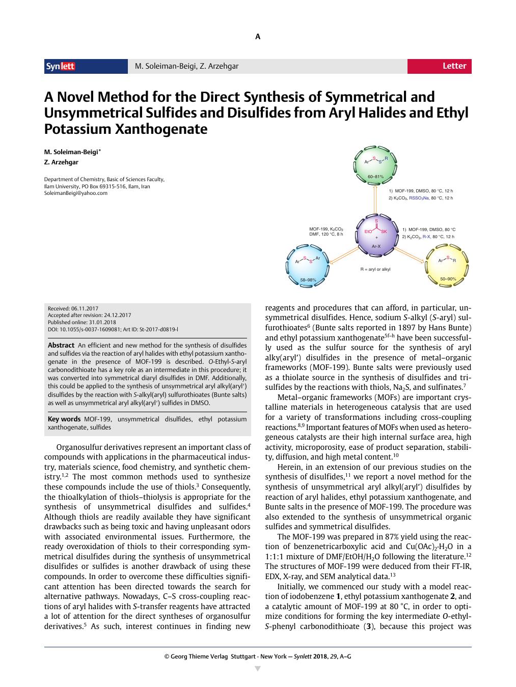 A Novel Method for the Direct Synthesis of Symmetrical and ...