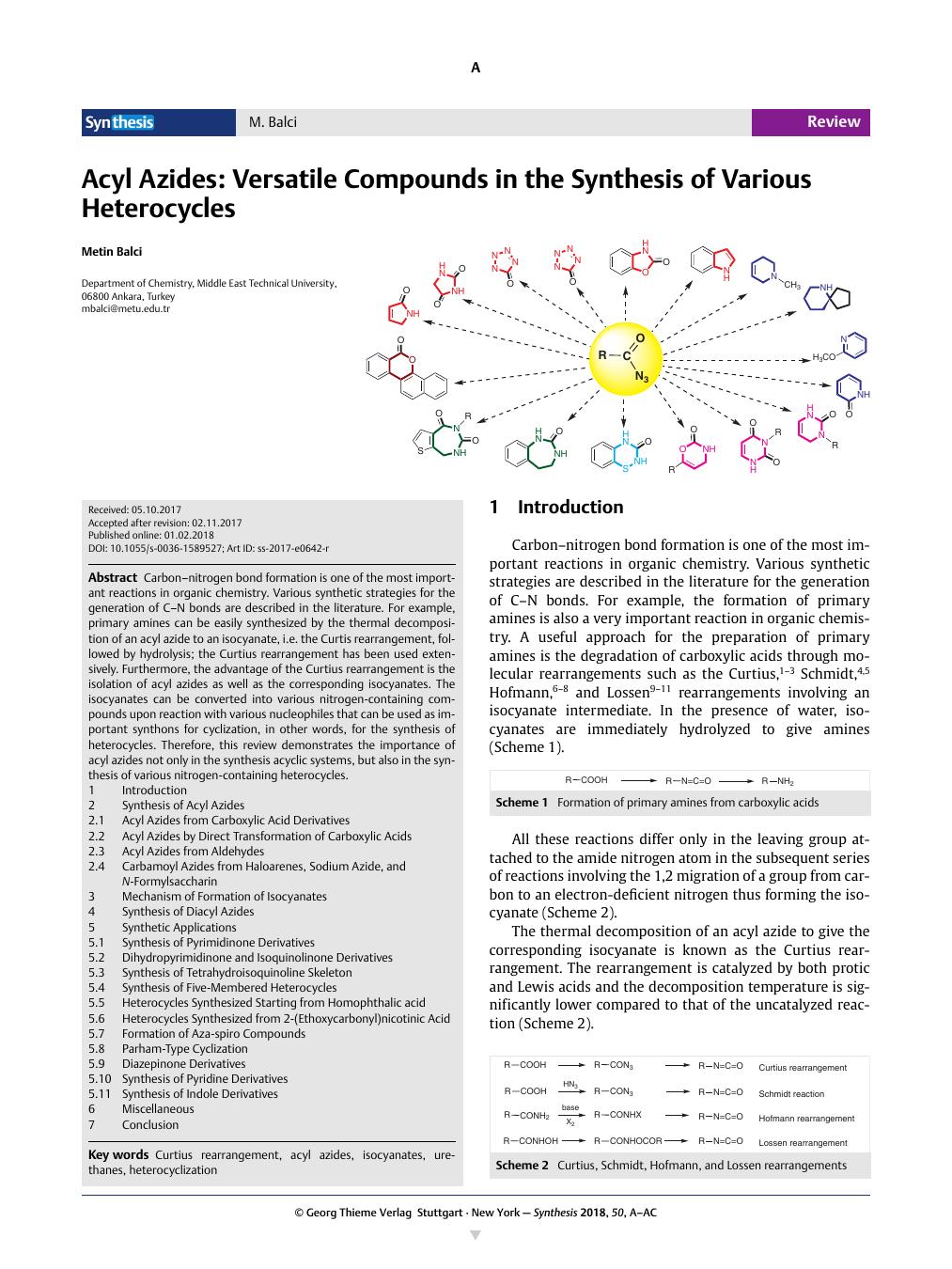 Acyl Azides: Versatile Compounds in the Synthesis of Various ...