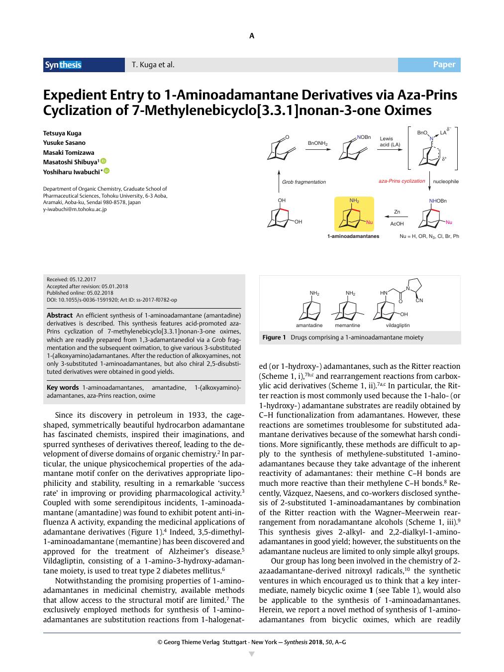 Expedient Entry to 1-Aminoadamantane Derivatives via Aza-Prins ...