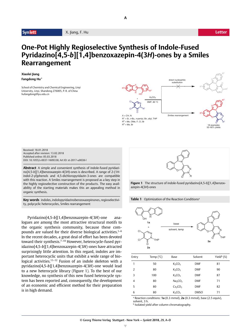 One-Pot Highly Regioselective Synthesis of Indole-Fused Pyridazino[4,5 ...
