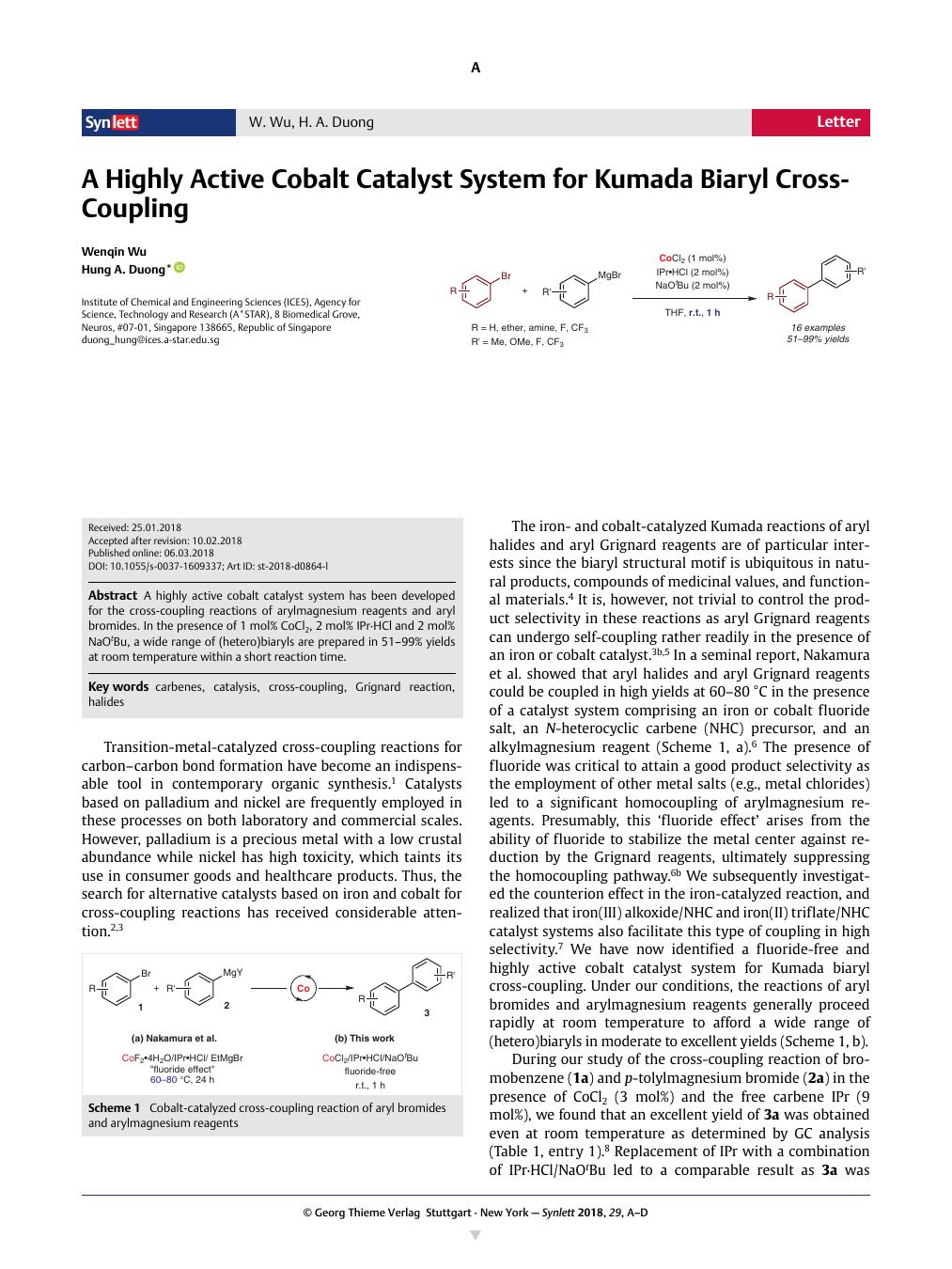 A Highly Active Cobalt Catalyst System for Kumada Biaryl Cross-Coupling ...