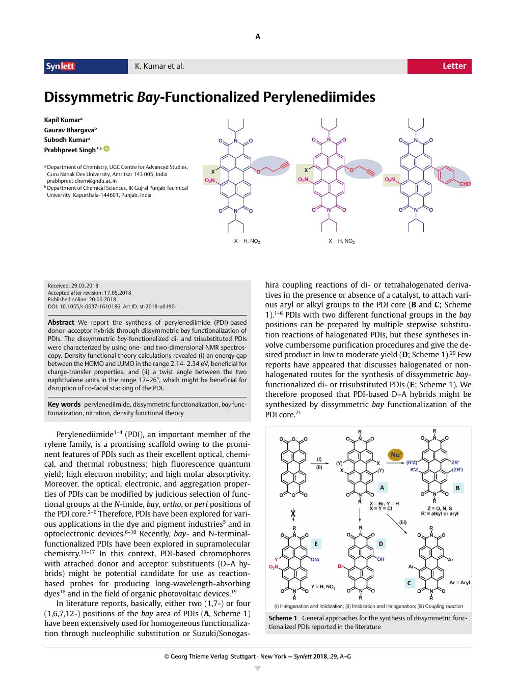 不对称 Bay 官能化苝二酰亚胺,Synlett - X-MOL