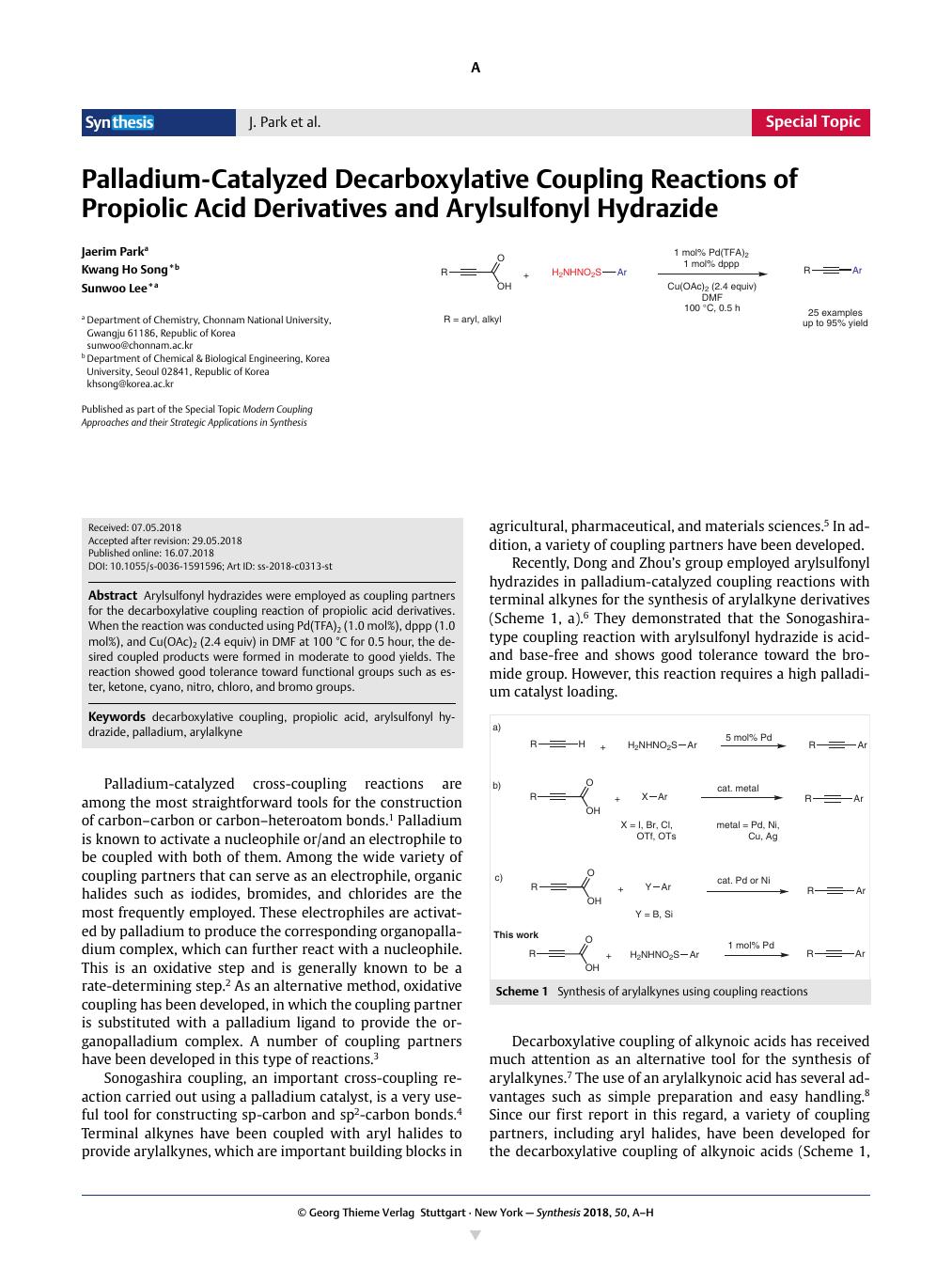 Palladium-Catalyzed Decarboxylative Coupling Reactions of Propiolic ...