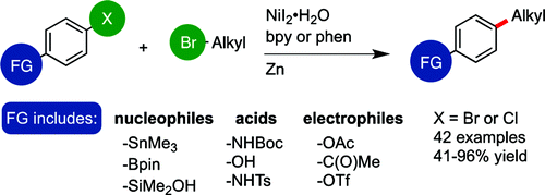 用亲电试剂代替传统的碳亲核试剂：芳基溴和氯化物的镍催化还原烷基化,Journal of the American Chemical ...