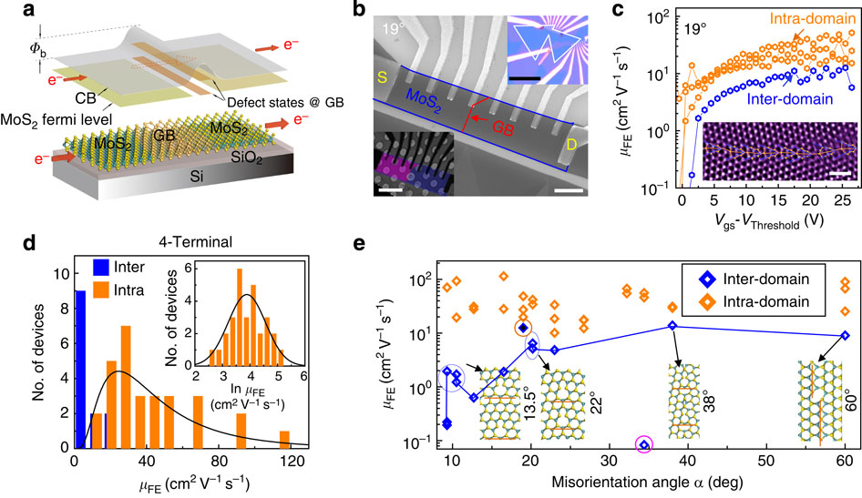 Misorientation-angle-dependent electrical transport across molybdenum ...
