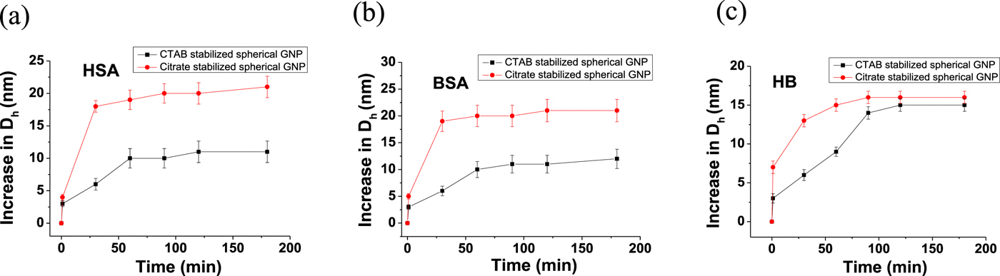 Kinetics of protein adsorption on gold nanoparticle with variable ...