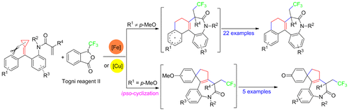Iron- or Copper-Catalyzed Trifluoromethylation of Acrylamide-Tethered ...