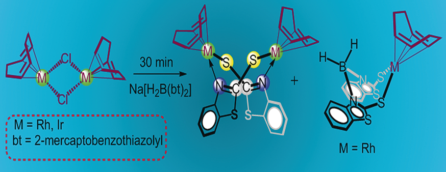 [M2（μ-Cl）2（cod）2]（M = Ir，Rh）和[Ru（Cl）2（cod）（CH3CN）2]与Na [H2B（bt）2]的反应性 ...