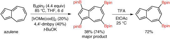 1,3,5,7-Tetra(Bpin)azulene 通过 Azulene 的完全直接硼酰化和 5,7-Di( Bpin)azulene 通过 ...