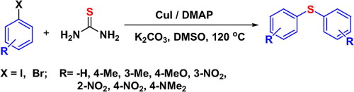 在DMAP作为配体存在下，通过CuI催化的芳基卤化物的多米诺硫醇化反应合成联芳基硫醚,Tetrahedron Letters - X-MOL