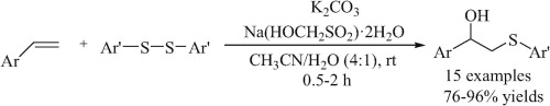 Rongalite® mediated highly regioselective aerobic hydroxysulfenylation ...