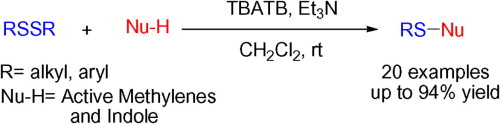 活性亚甲基化合物和吲哚的无金属亚硫基化：TBATB介导的合成,Tetrahedron Letters - X-MOL